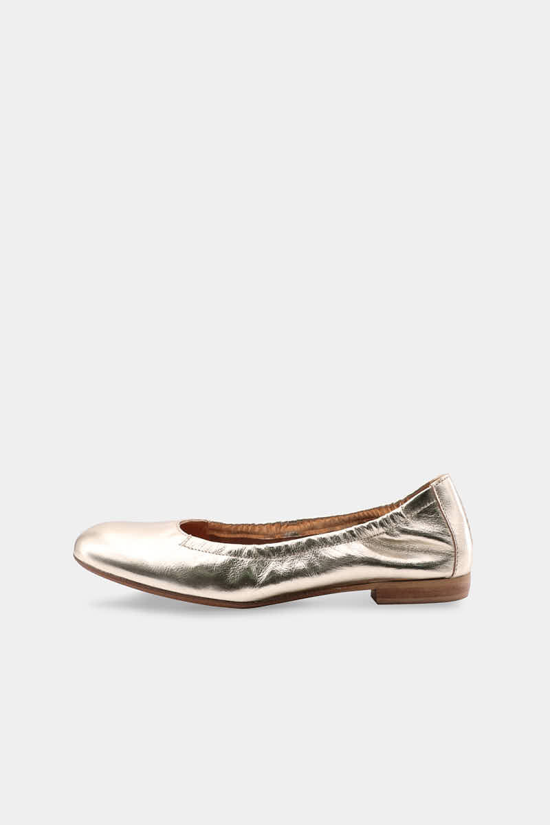Platino Leather Ballet Flats Hoof Basic Laminato | Donna Carolina